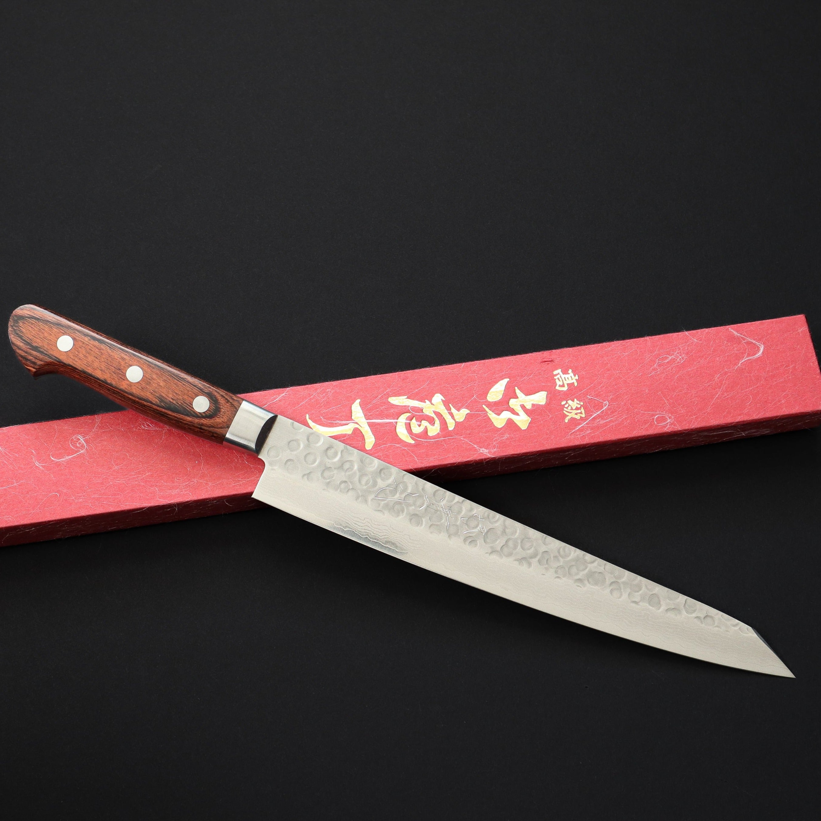 JIKKO VG10 17 LAYER DAMASCUS KIRITSUKE SUJIHIKI 230MM MAHOGANY WOOD HA ...